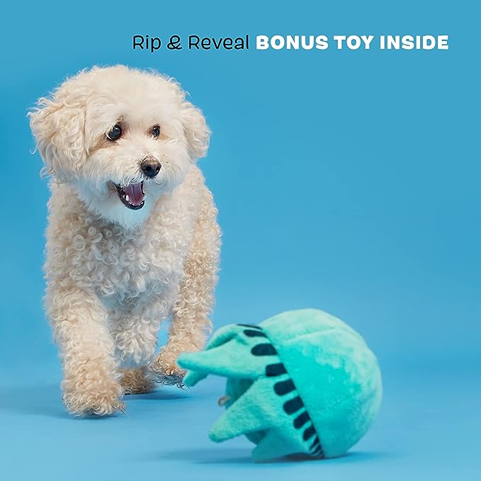 Barkbox Squeaky Dog Toys - Plush and Squeak- Lady Liberty Ball ...